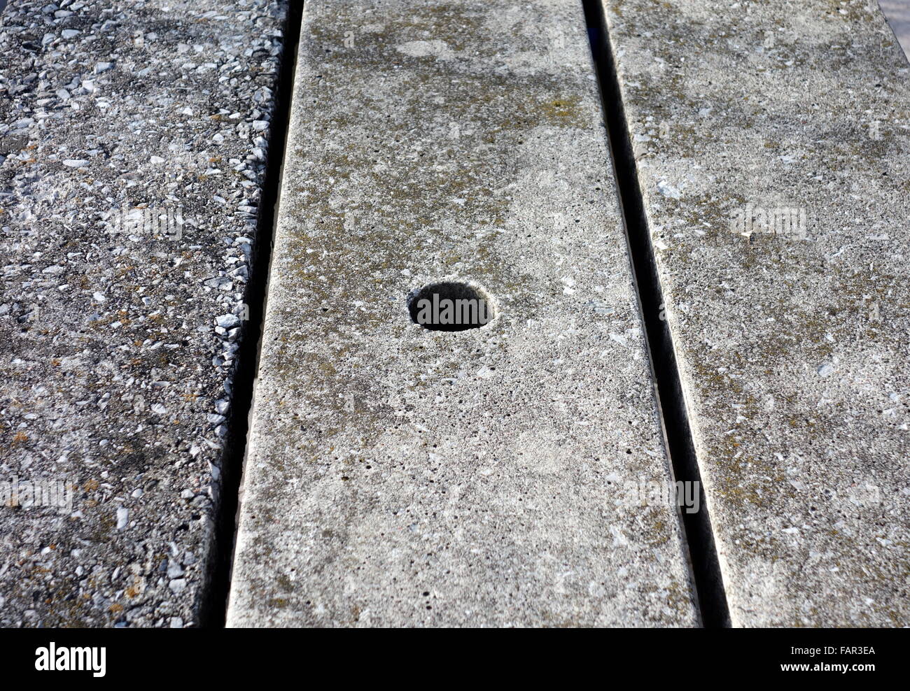 Hole in a concrete table Stock Photo - Alamy