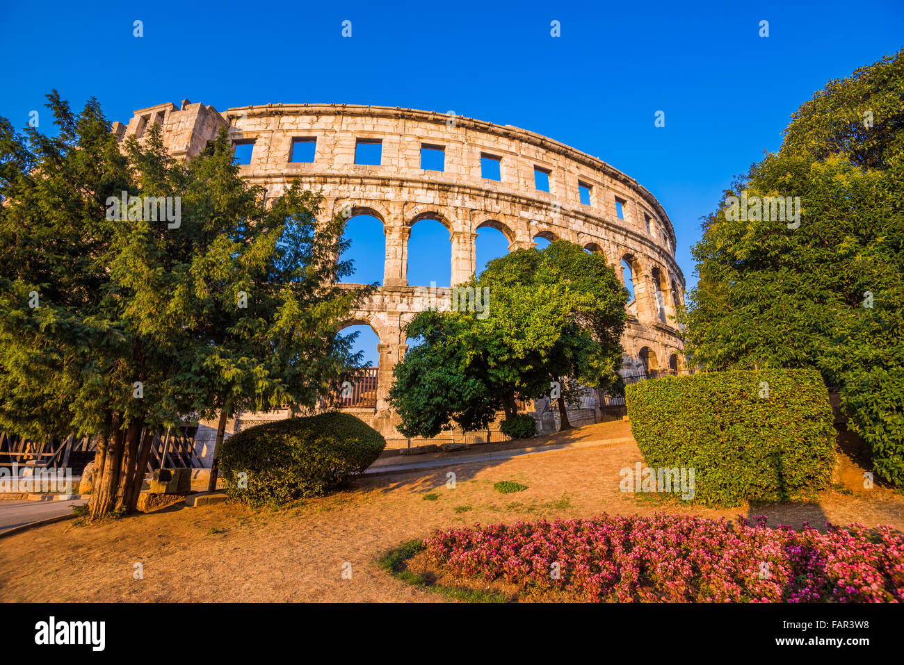 Ancient Roman Amphitheater in Pula, Croatia, Famous Travel Destination ...