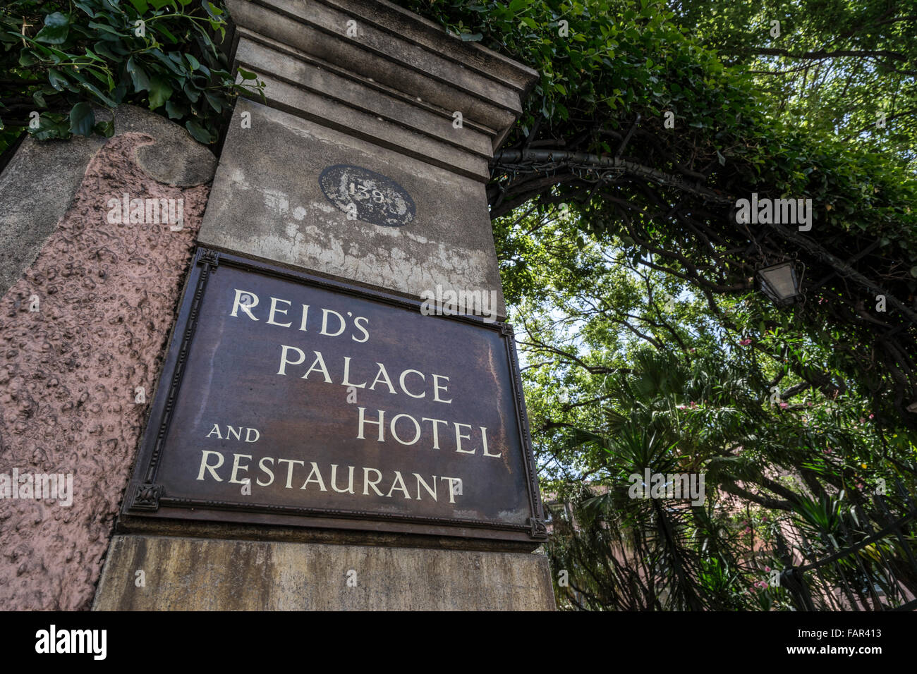 Madeira - Reids Palace hotel old gate sign Stock Photo - Alamy