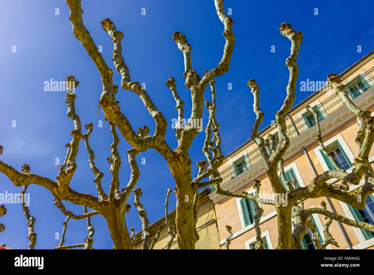 Apartments and square in town of Apt, Provence, France Stock Photo - Alamy