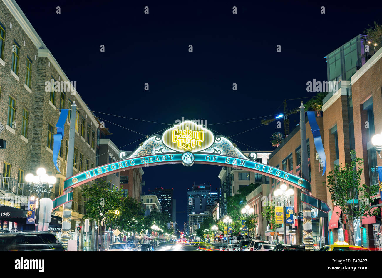 Gaslamp Quarter Sign. Downtown San Diego, California, USA Stock Photo ...