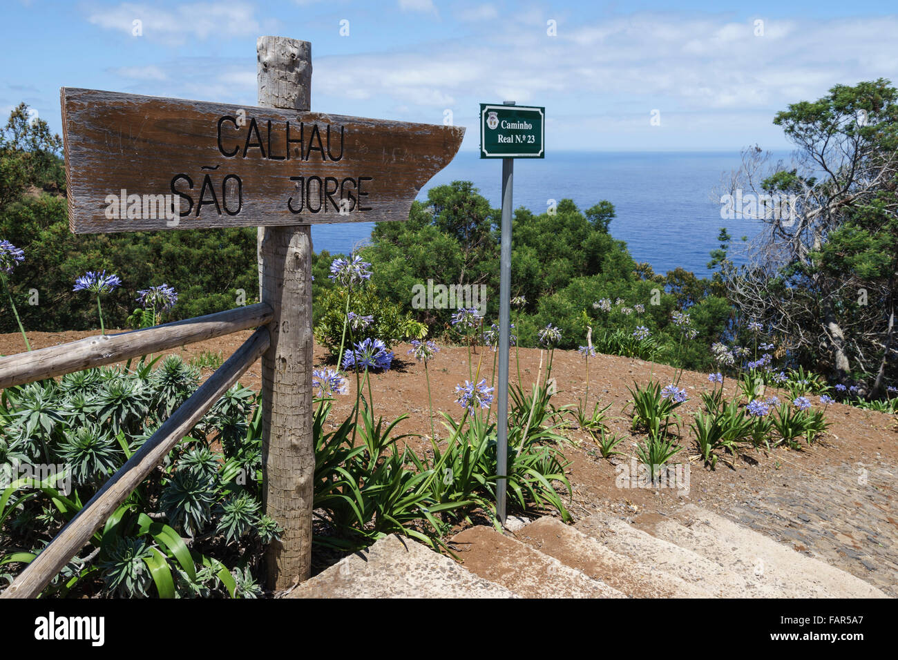 Madeira - Calhau Sao Jorge. Café and visitor centre on coastal trail ...