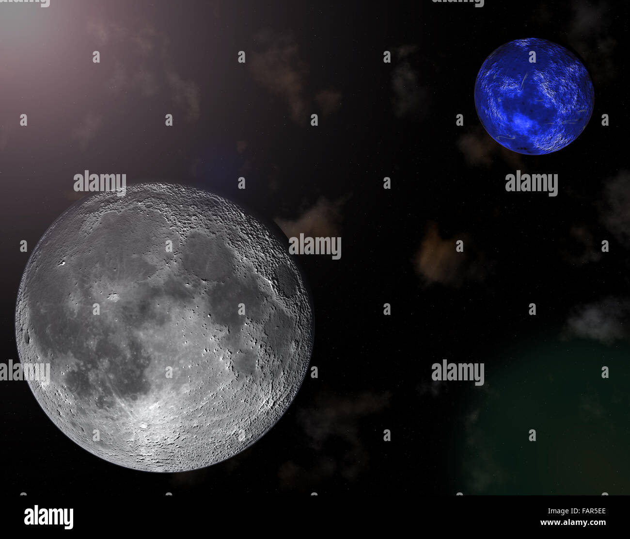 Planet moon and earth Stock Photo - Alamy