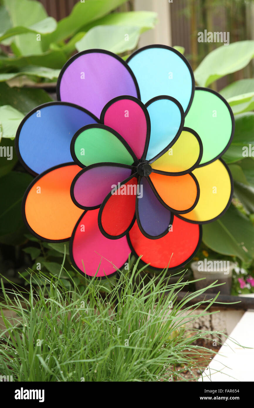 stock image of pinwheel in the garden Stock Photo - Alamy