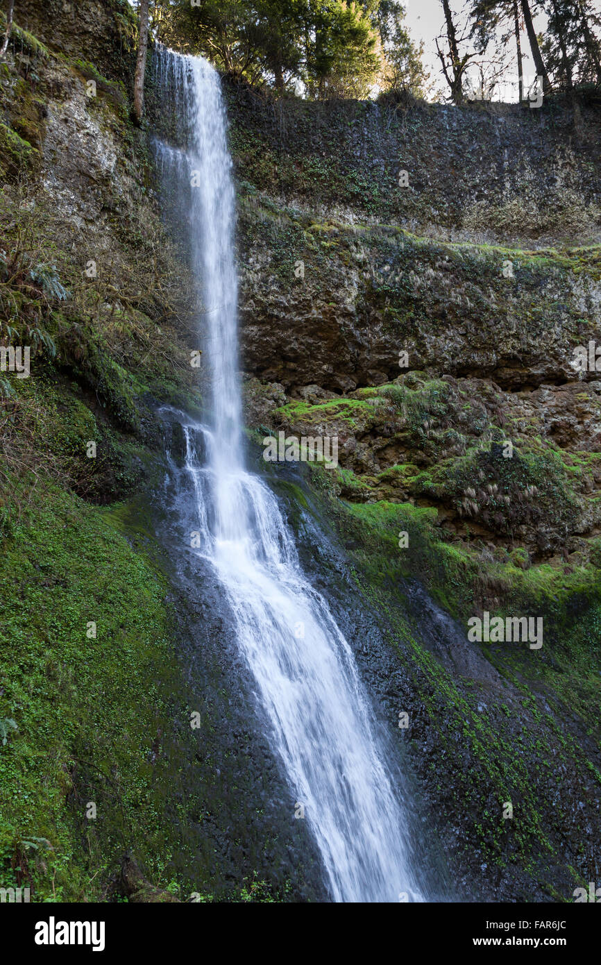 Winter Falls located in Silver Falls State Park in Oregon flowing over ...
