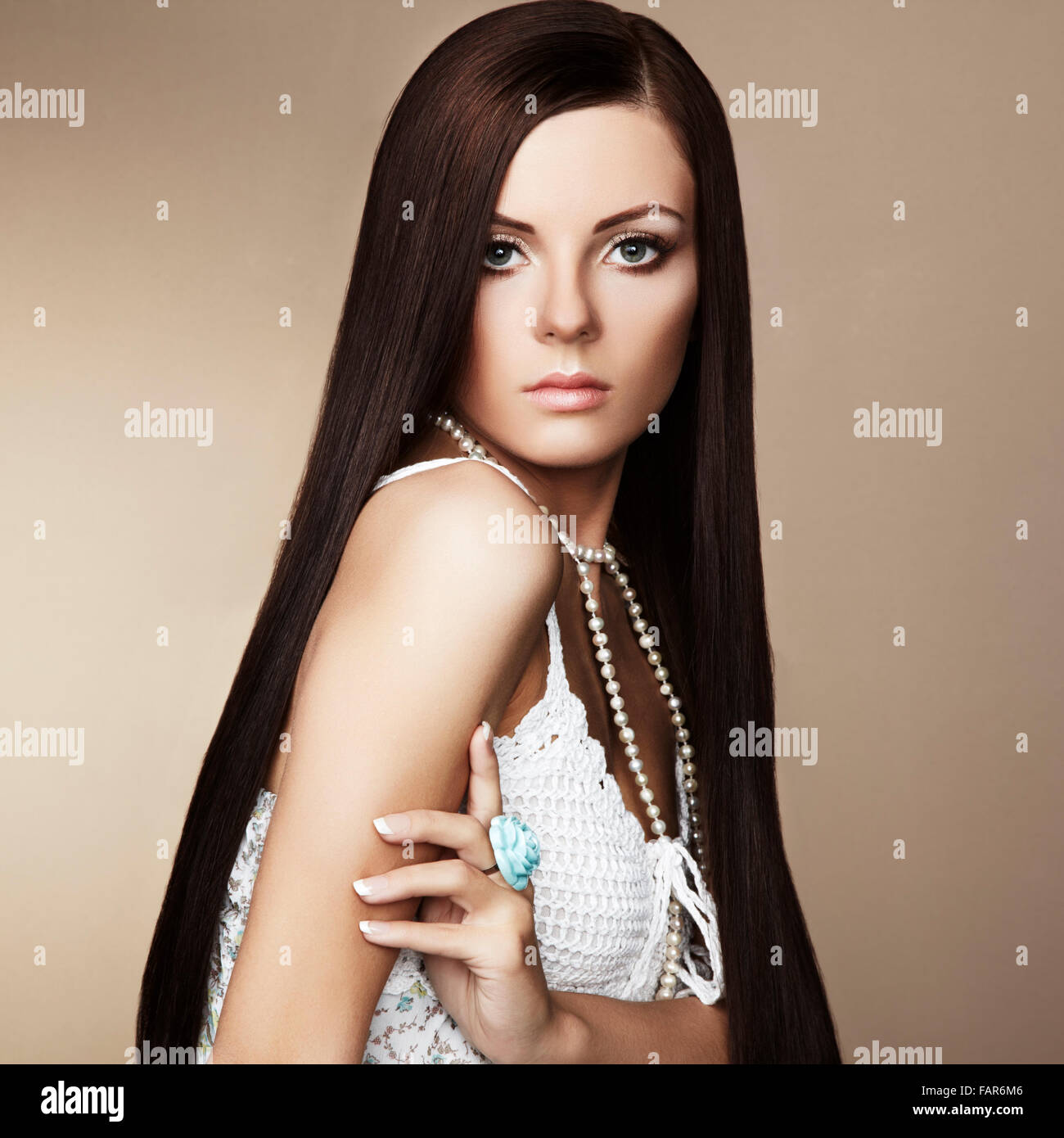 Fashion photo of beautiful woman with magnificent hair Stock Photo - Alamy