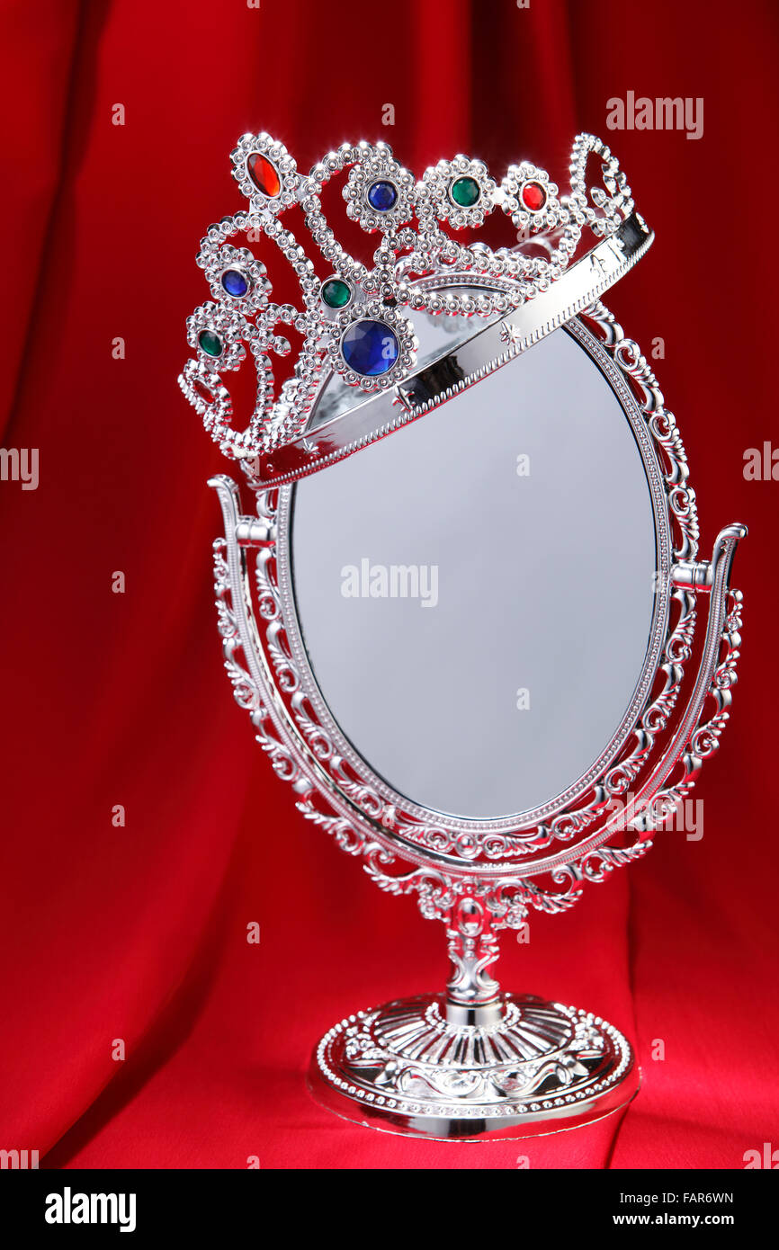 Tiara on top of a mirror Stock Photo - Alamy