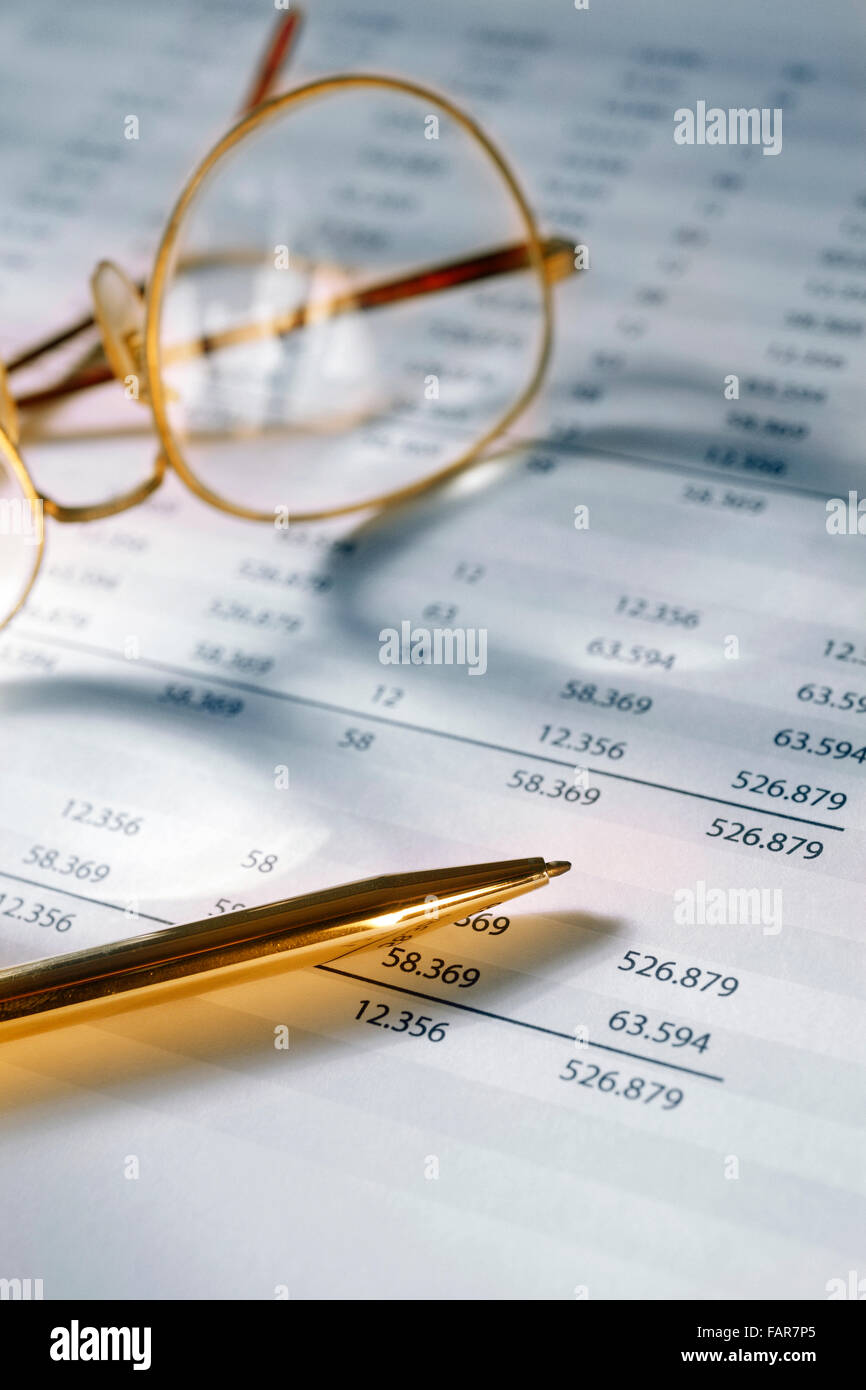 diagram on financial report with pen. Business background Stock Photo ...