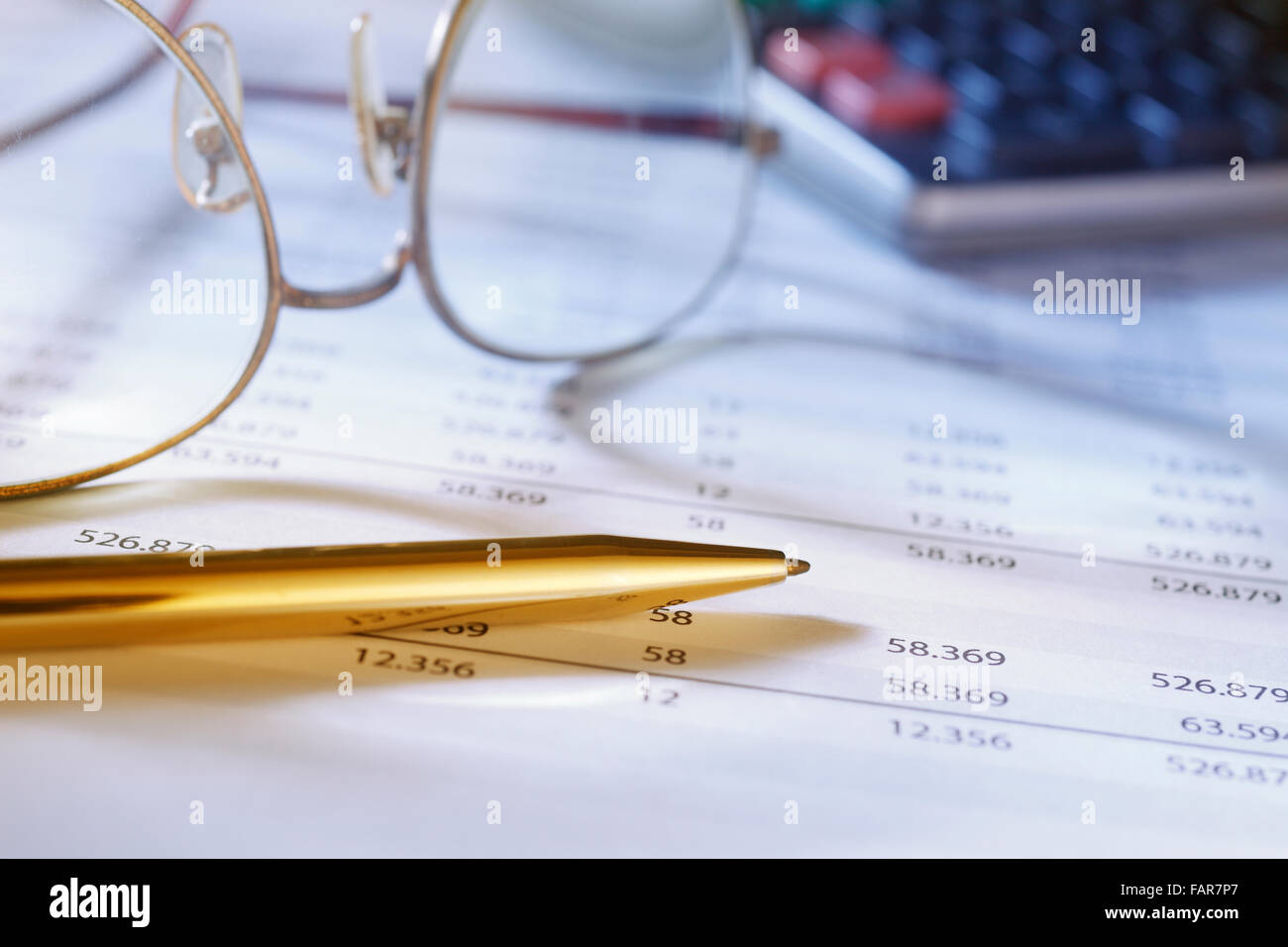 diagram on financial report with pen. Business background Stock Photo ...