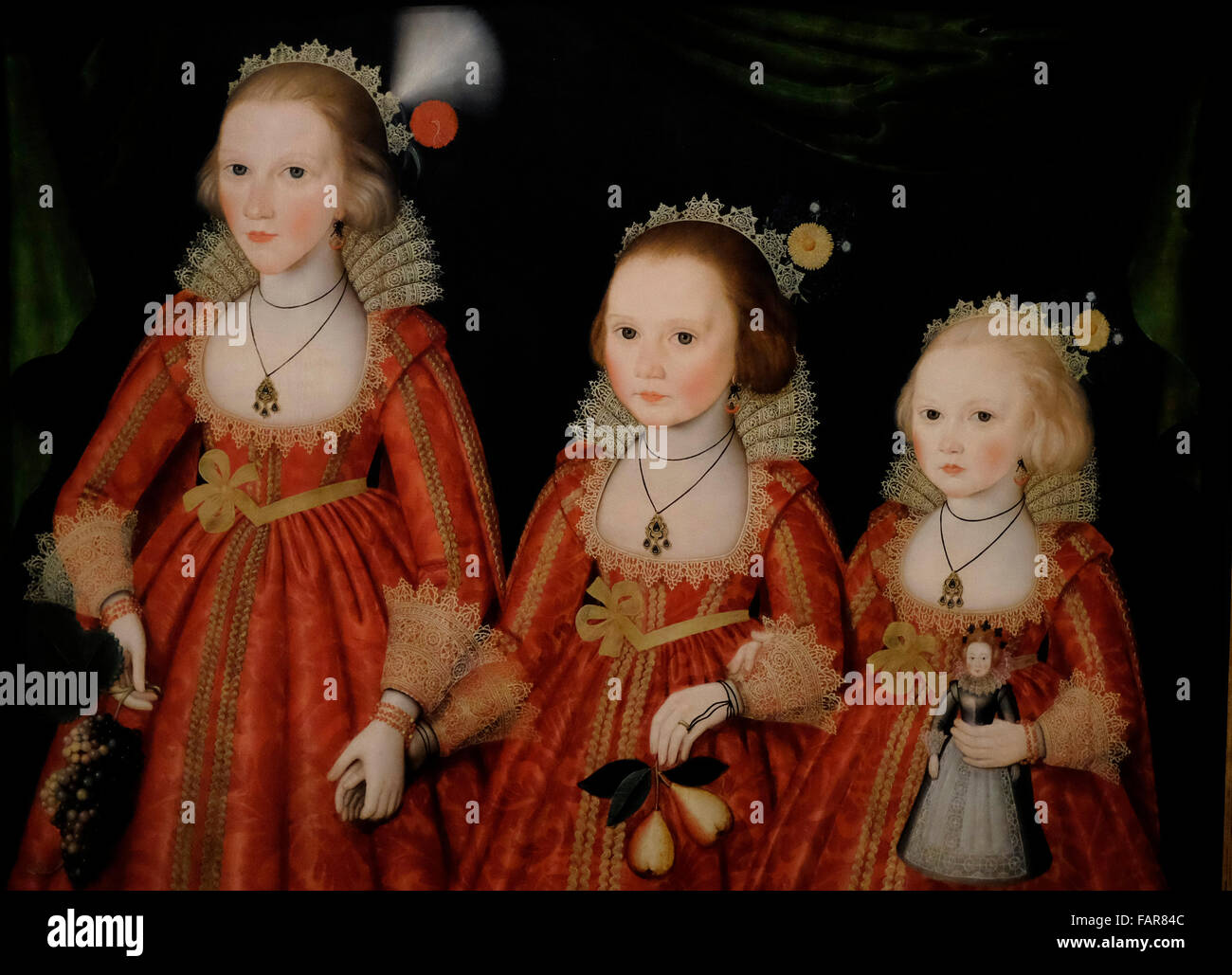 Portrait of Three Girls - Follower of William Larkin, circa 1620 Stock ...