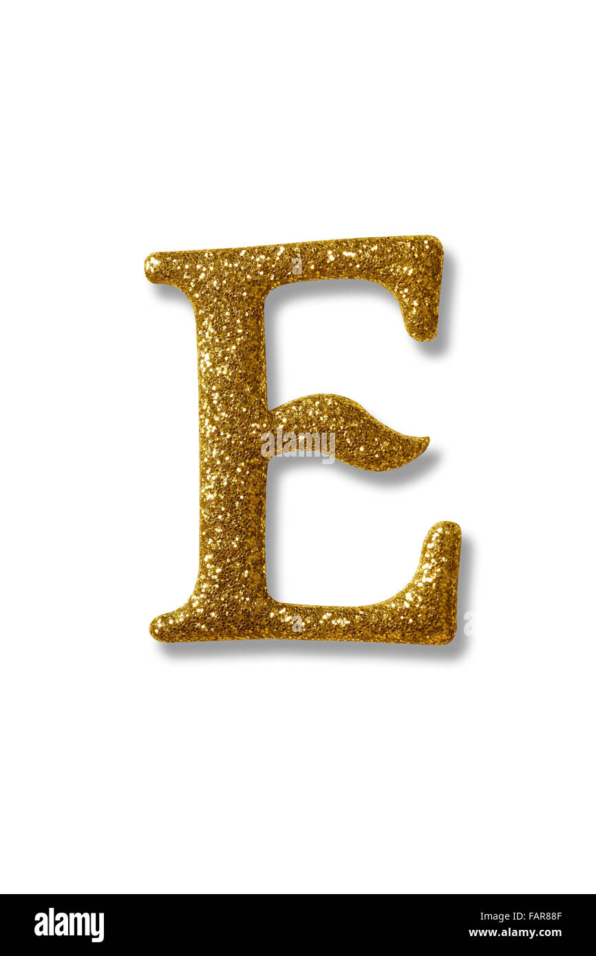 clipping path of the golden alphabet e Stock Photo - Alamy