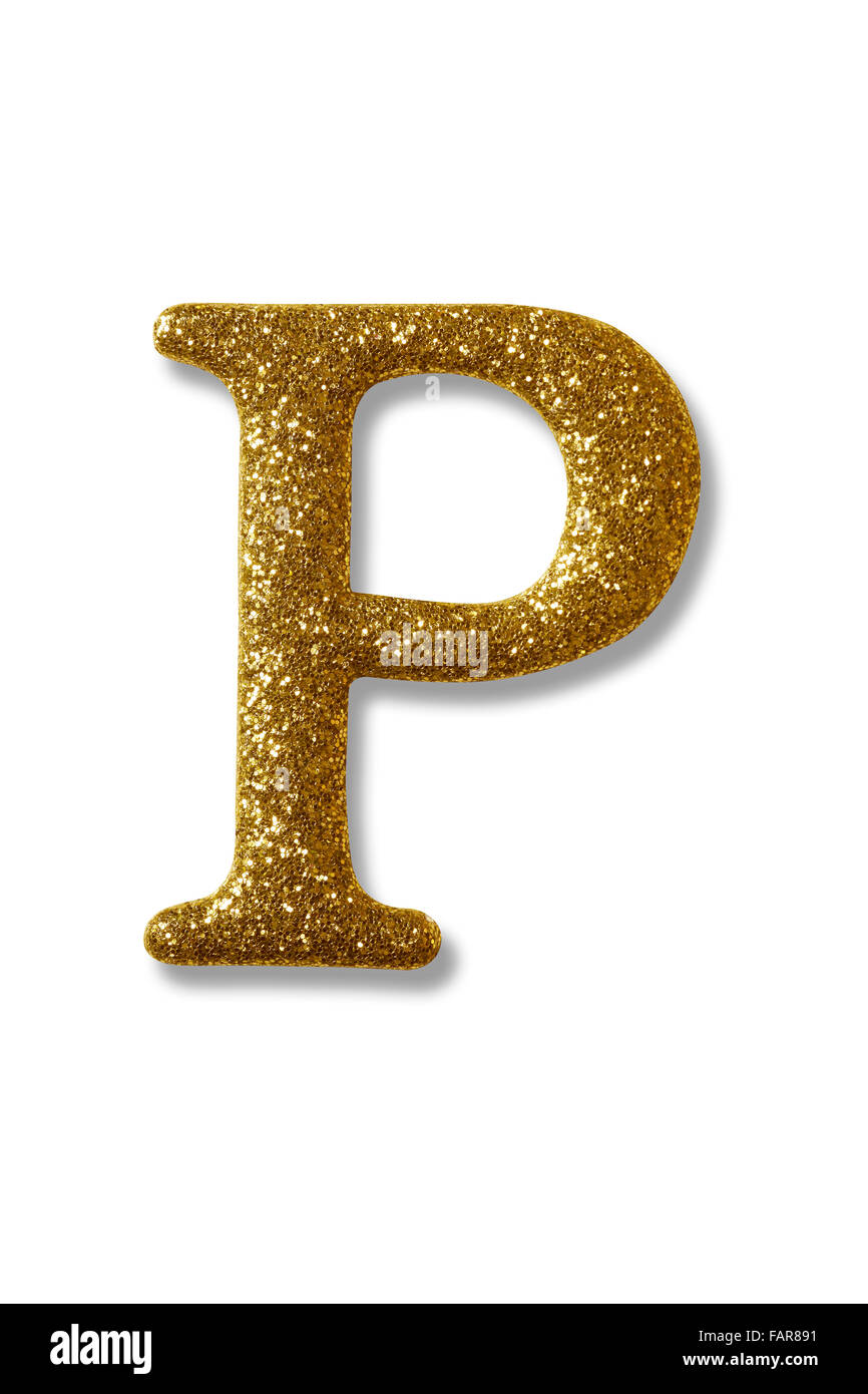 clipping path of the golden alphabet p Stock Photo - Alamy