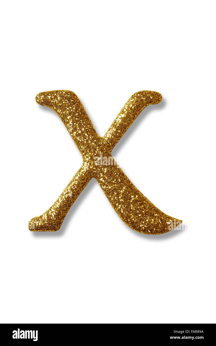 clipping path of the golden alphabet x Stock Photo - Alamy