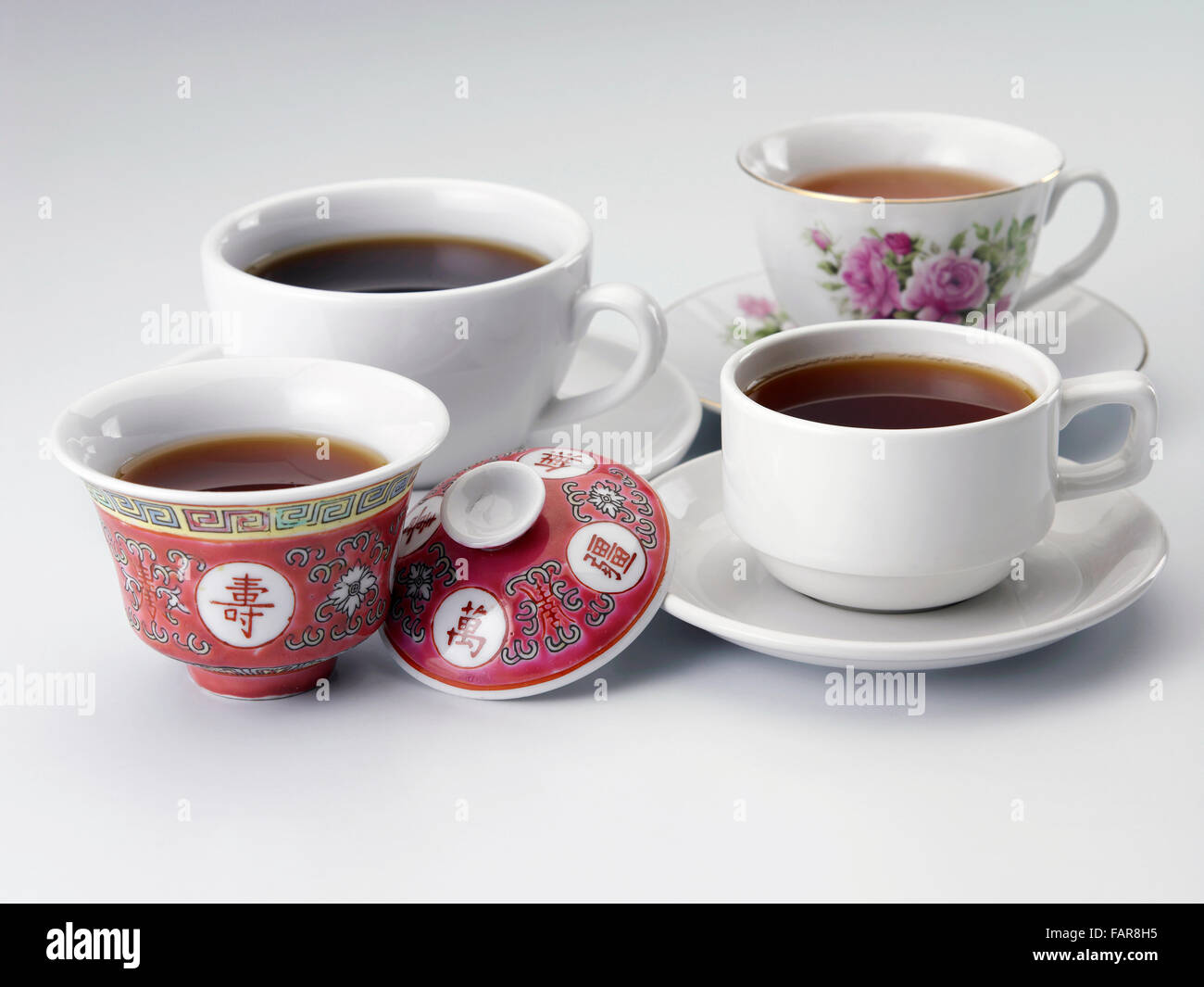 tea with different type of tea cups Stock Photo - Alamy