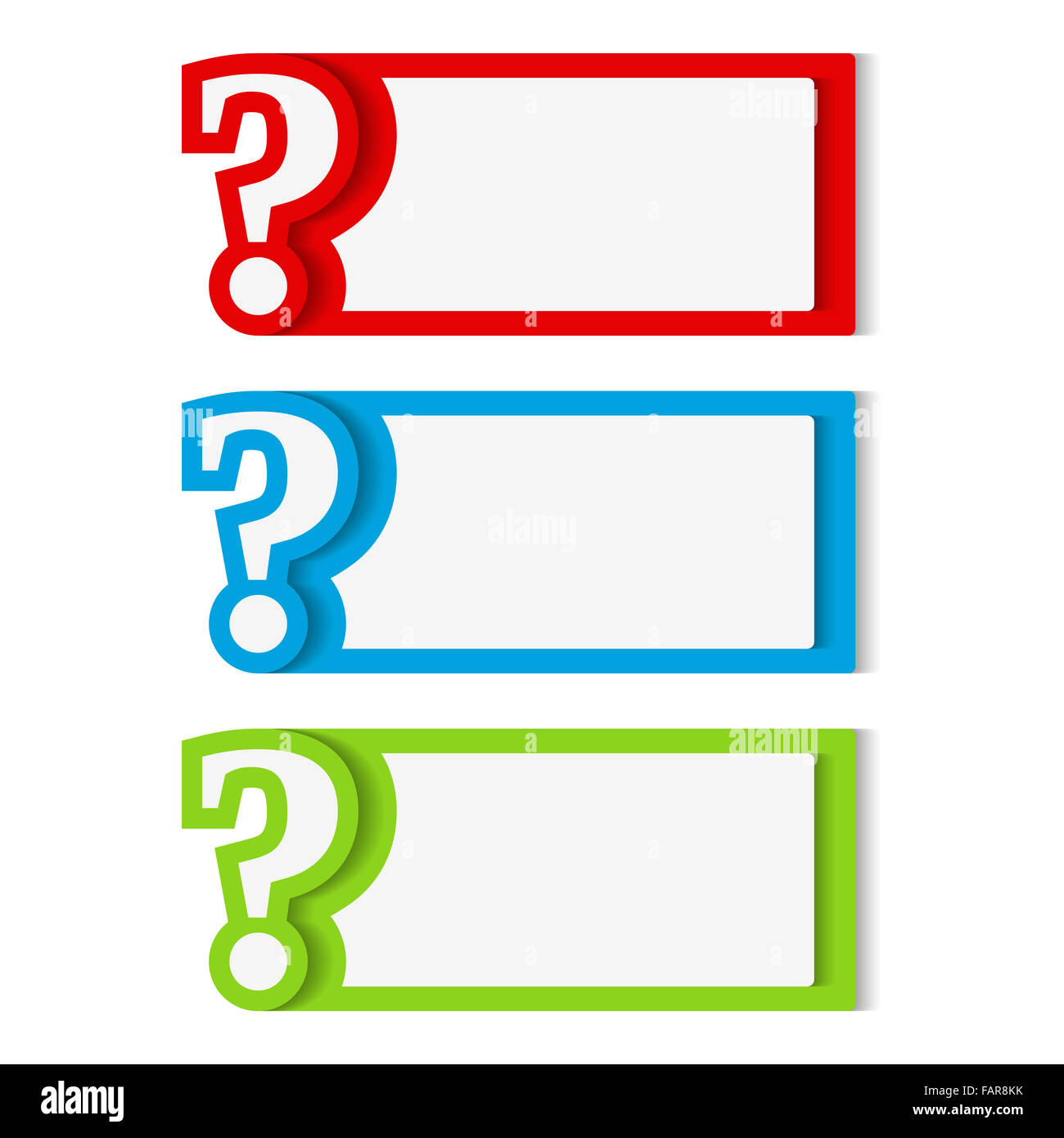 Red, blue and green banners with question mark Stock Photo - Alamy