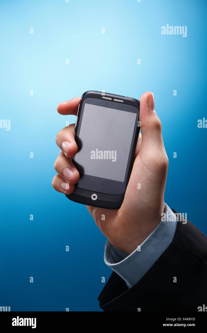Human hand holding a smart phone Stock Photo - Alamy