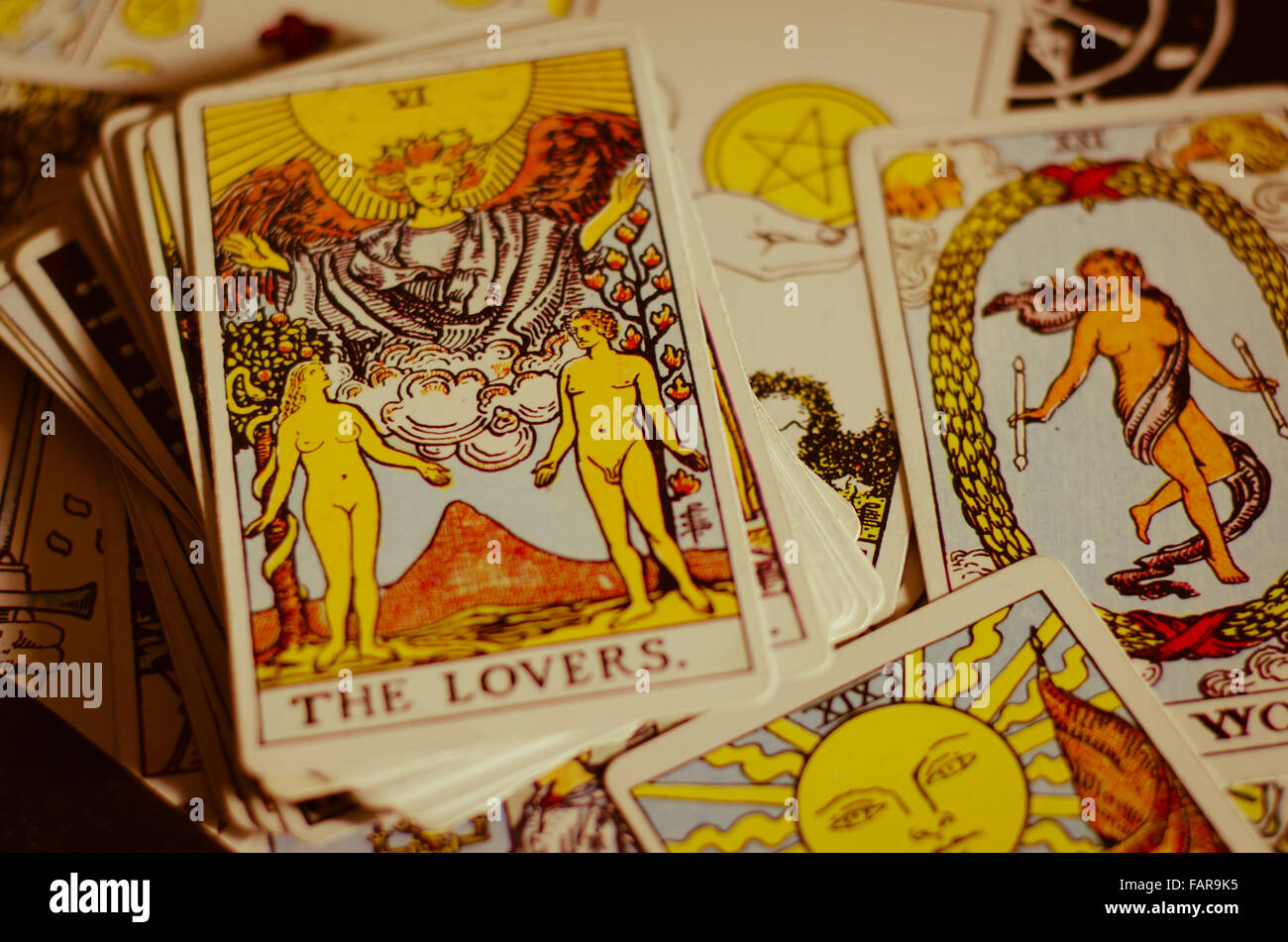 Tarot Cards - Card of the Lovers Stock Photo - Alamy