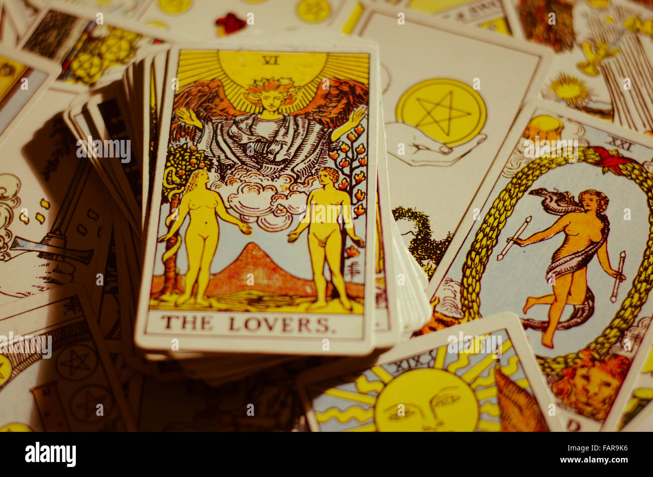 Tarot Cards - Card of the Lovers Stock Photo - Alamy