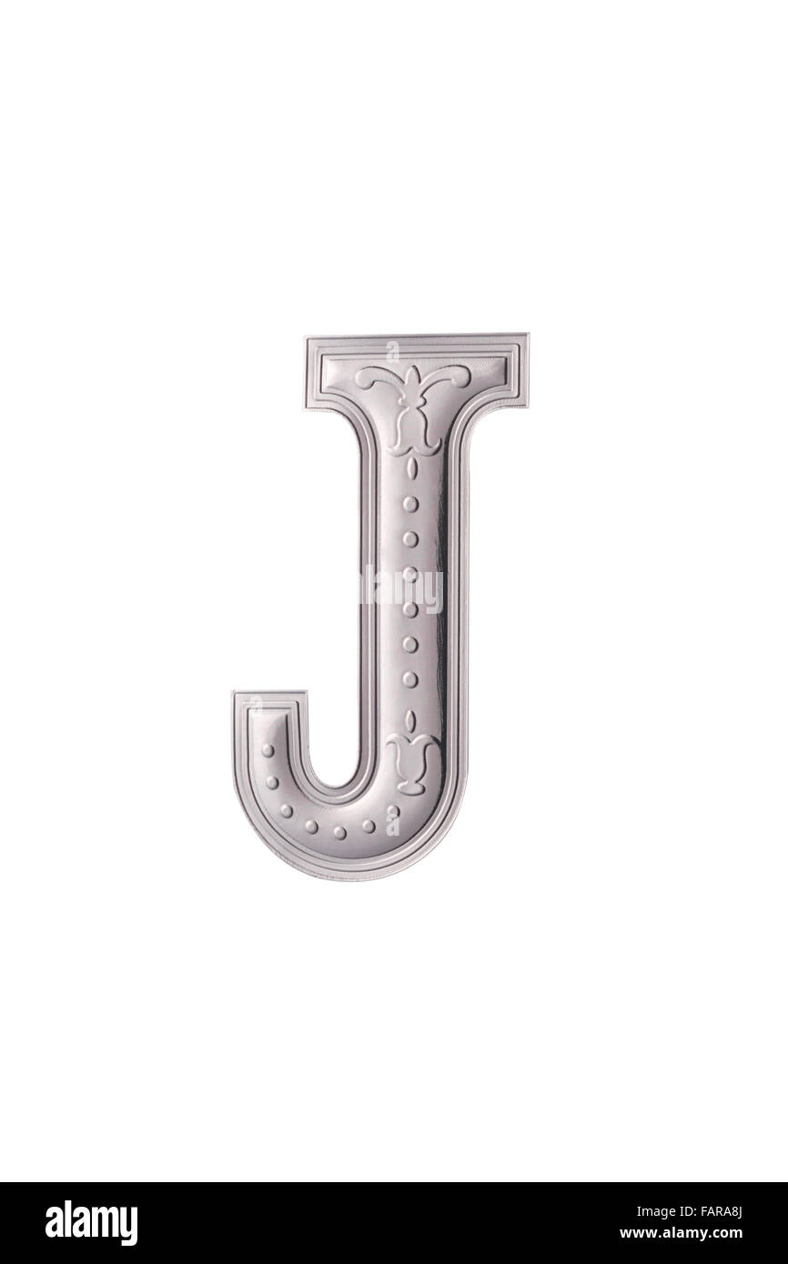 stock image of the silver color alphabet j Stock Photo - Alamy