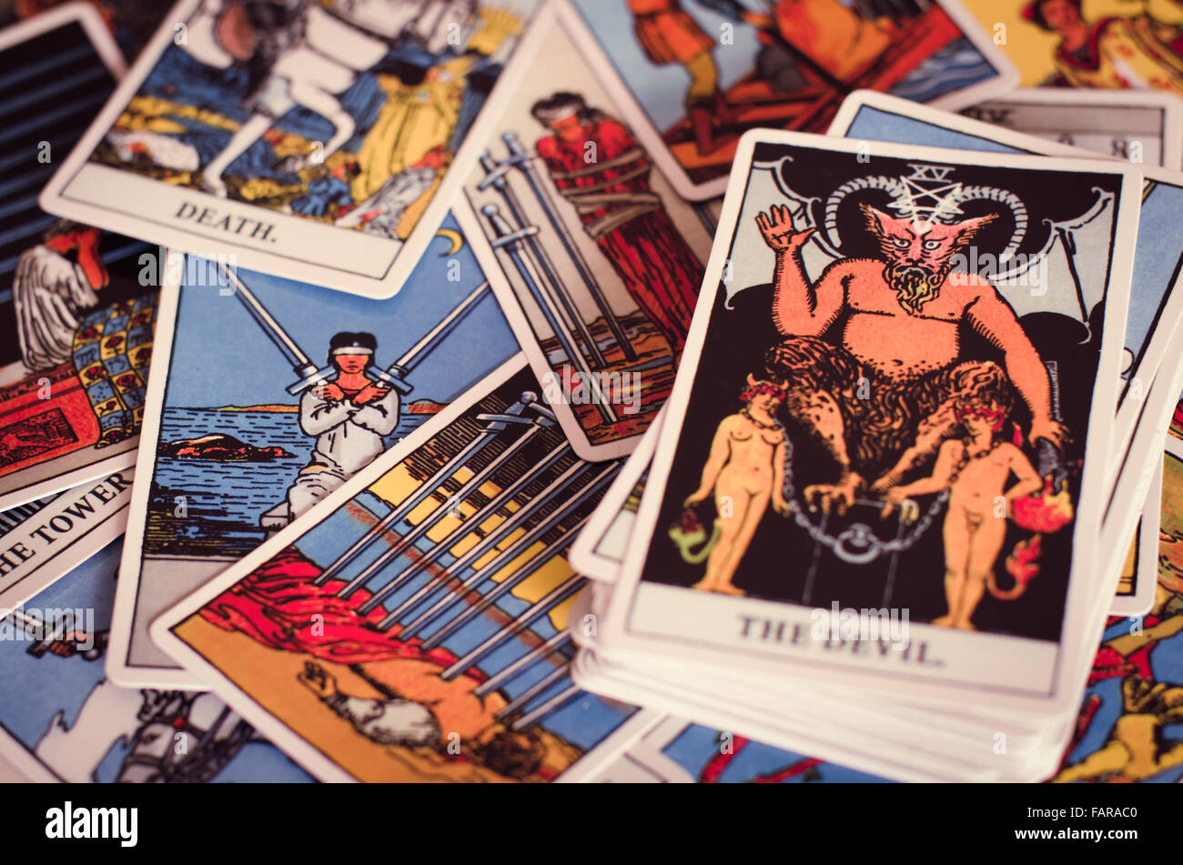 Tarot Cards - Card of Devil and Other Card Stock Photo - Alamy