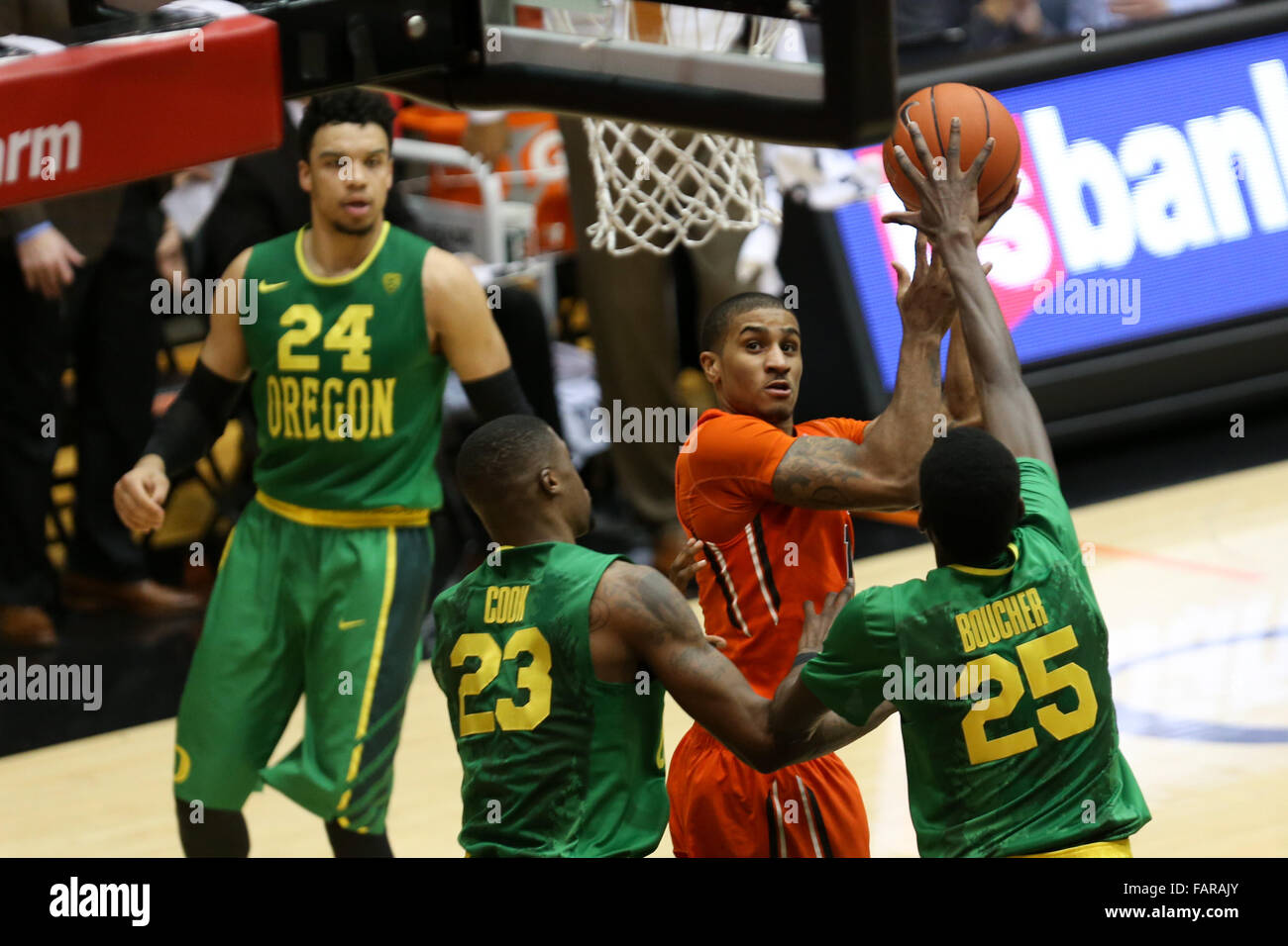 Corvallis, Oregon, USA. 3rd January, 2015. GARY PAYTON II (1) drives to ...