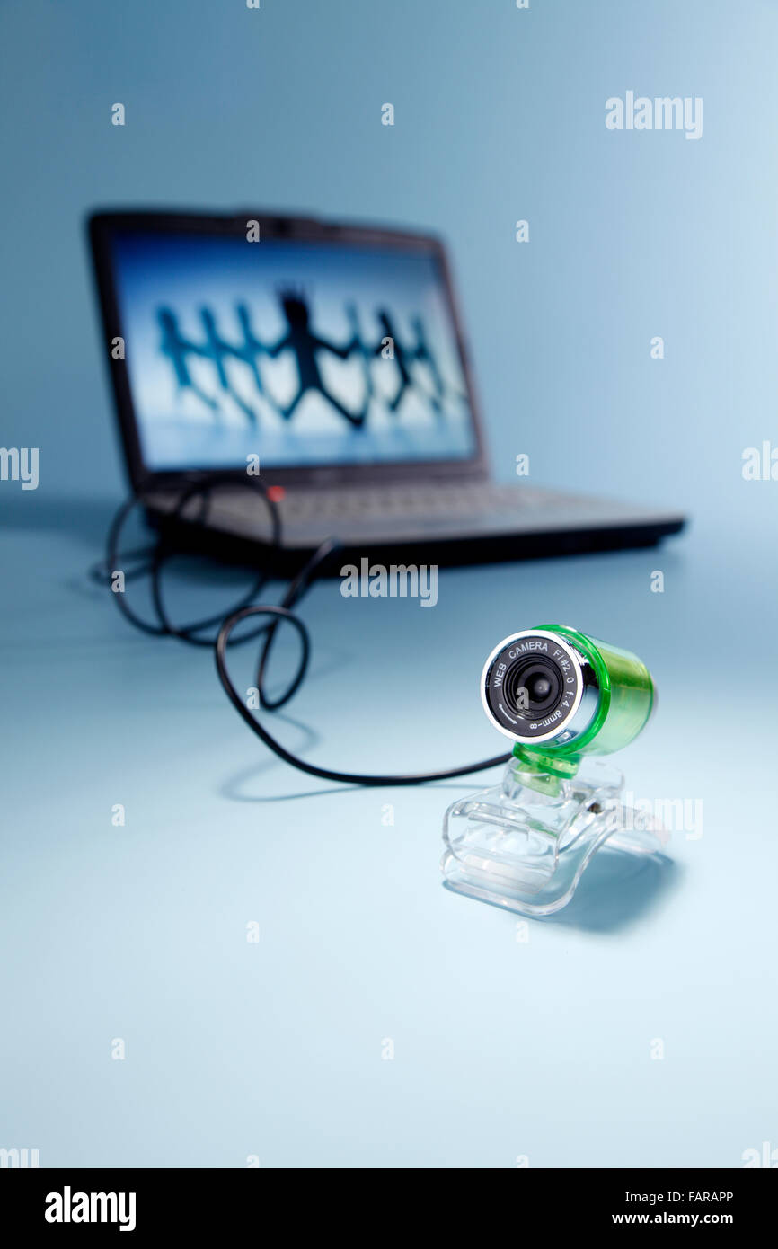 Laptop with a webcam attached Stock Photo - Alamy