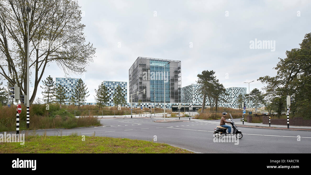 Panoramic elevation of building complex from public street ...