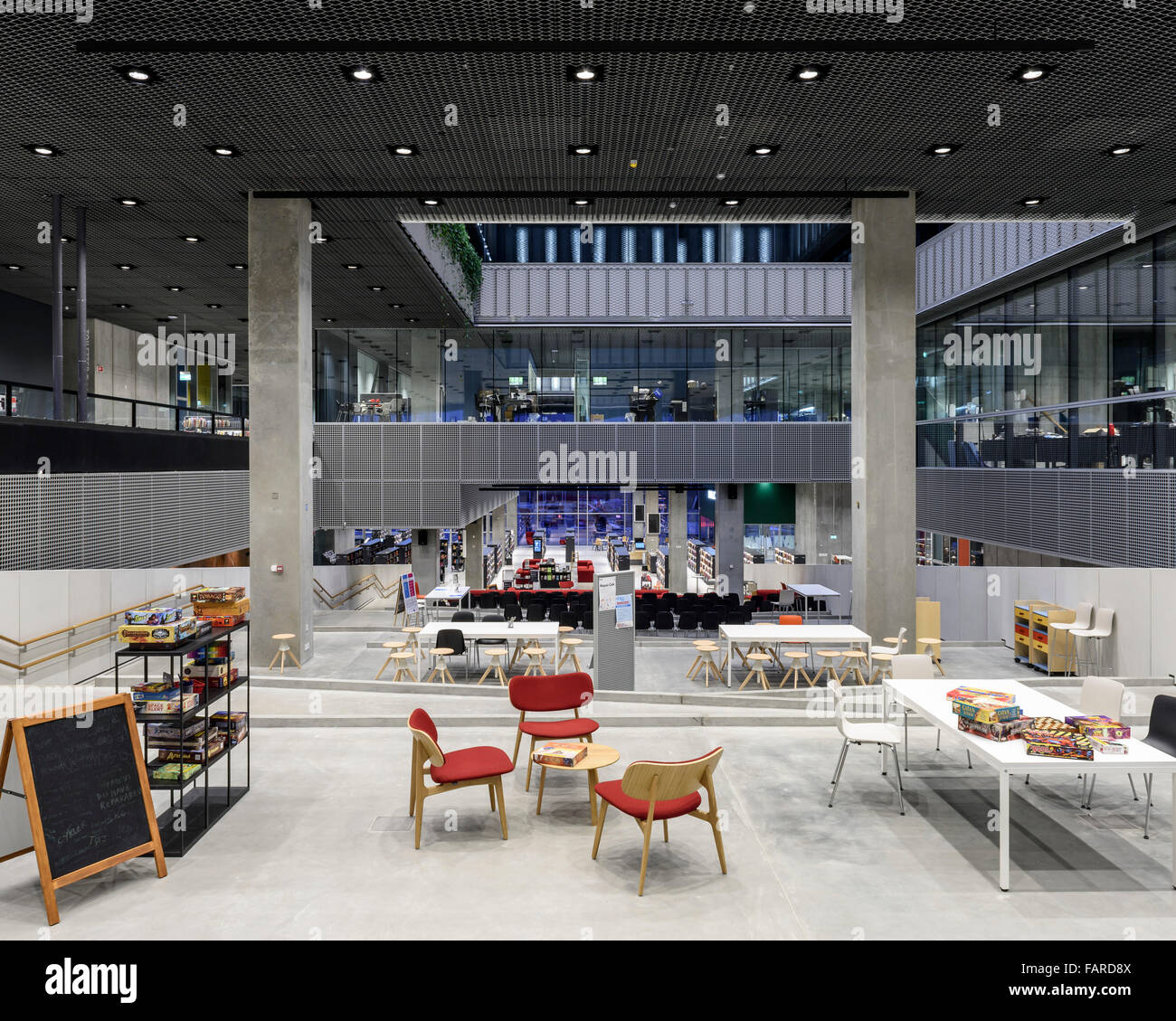 Inside the library. Dokk1, Aarhus, Denmark. Architect: Schmidt Hammer ...