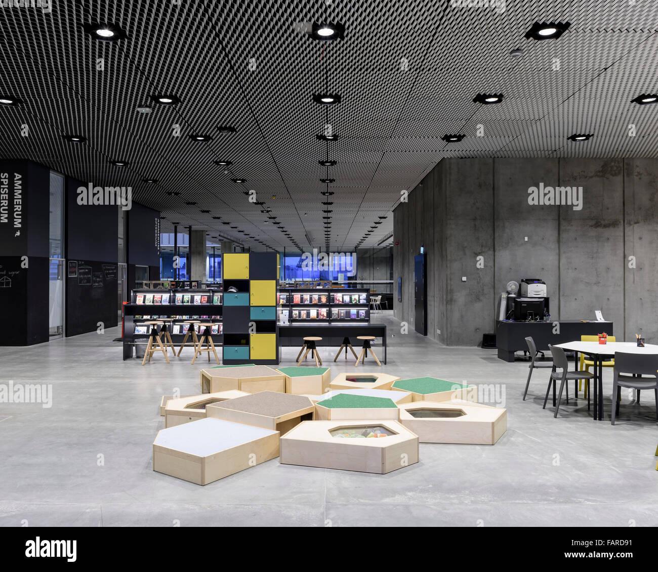 Inside the library. Dokk1, Aarhus, Denmark. Architect: Schmidt Hammer ...