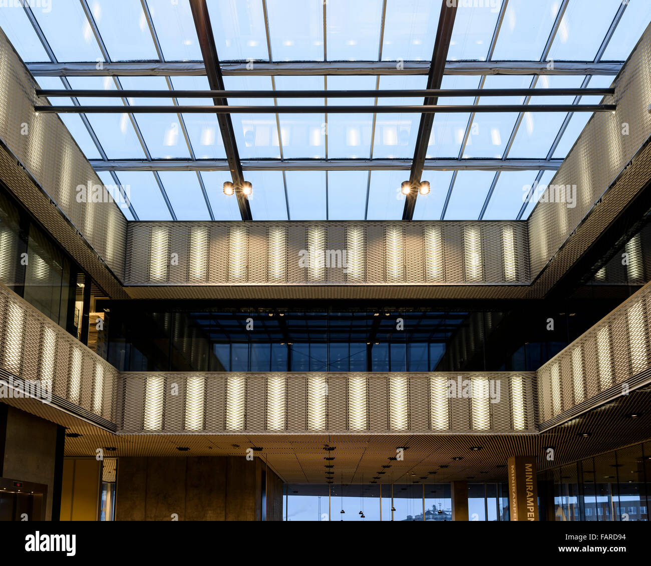 Glass ceiling as part of the library. Dokk1, Aarhus, Denmark. Architect ...
