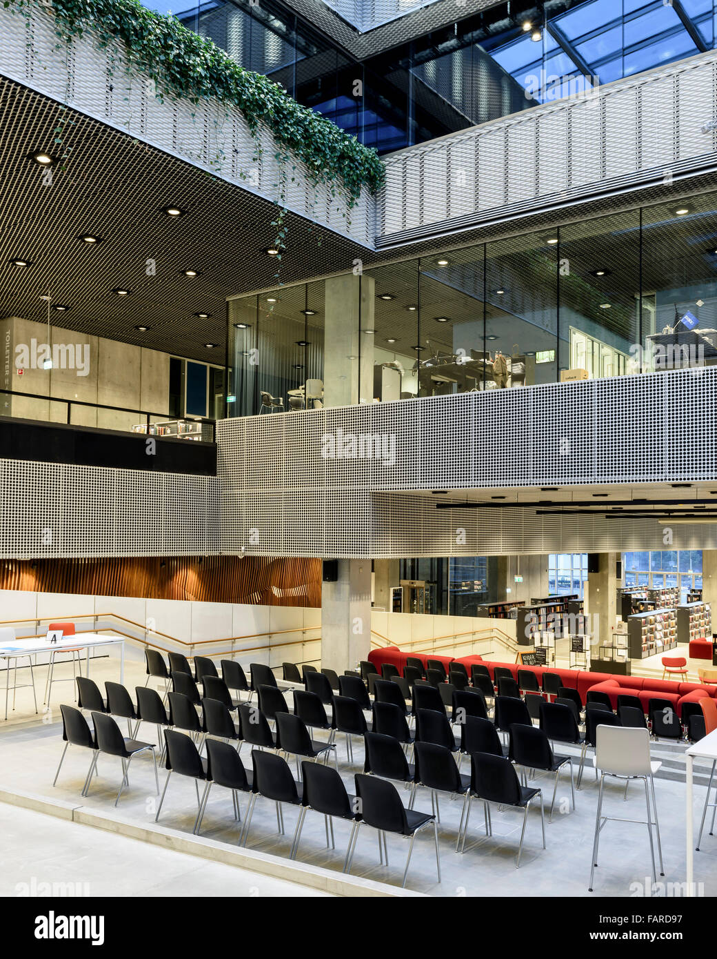 Inside the library. Dokk1, Aarhus, Denmark. Architect: Schmidt Hammer ...