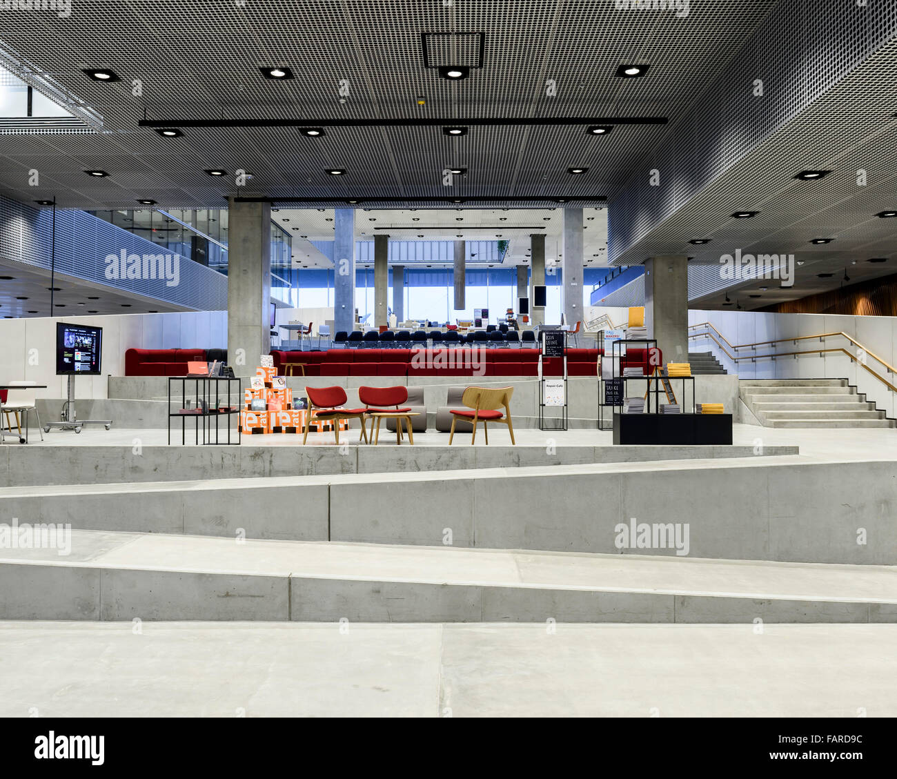 Inside the library. Dokk1, Aarhus, Denmark. Architect: Schmidt Hammer ...