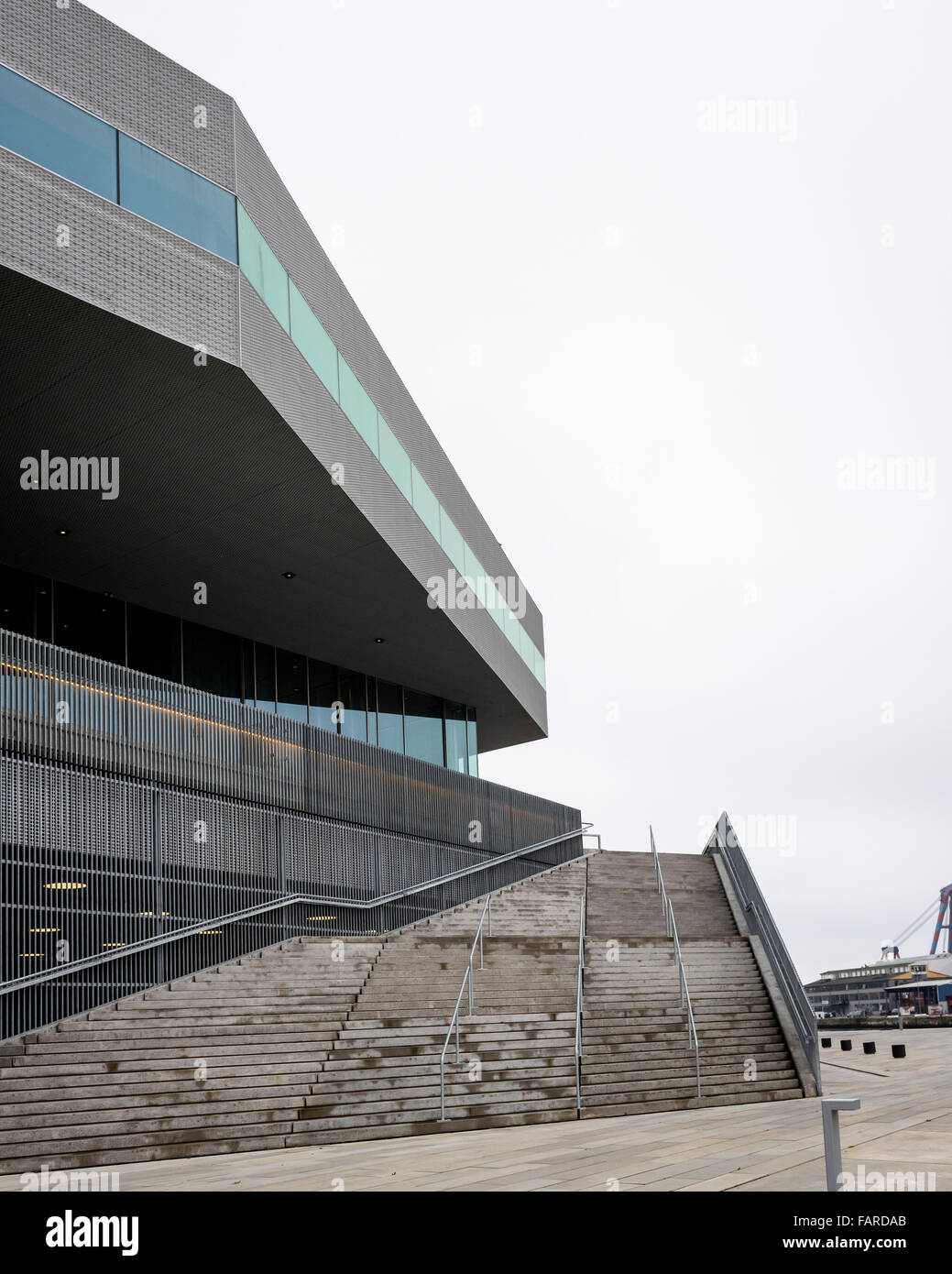 Exterior of library. Dokk1, Aarhus, Denmark. Architect: Schmidt Hammer ...