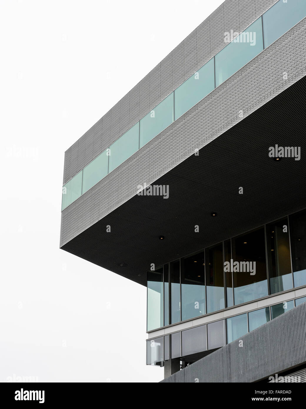 Exterior of library. Dokk1, Aarhus, Denmark. Architect: Schmidt Hammer ...