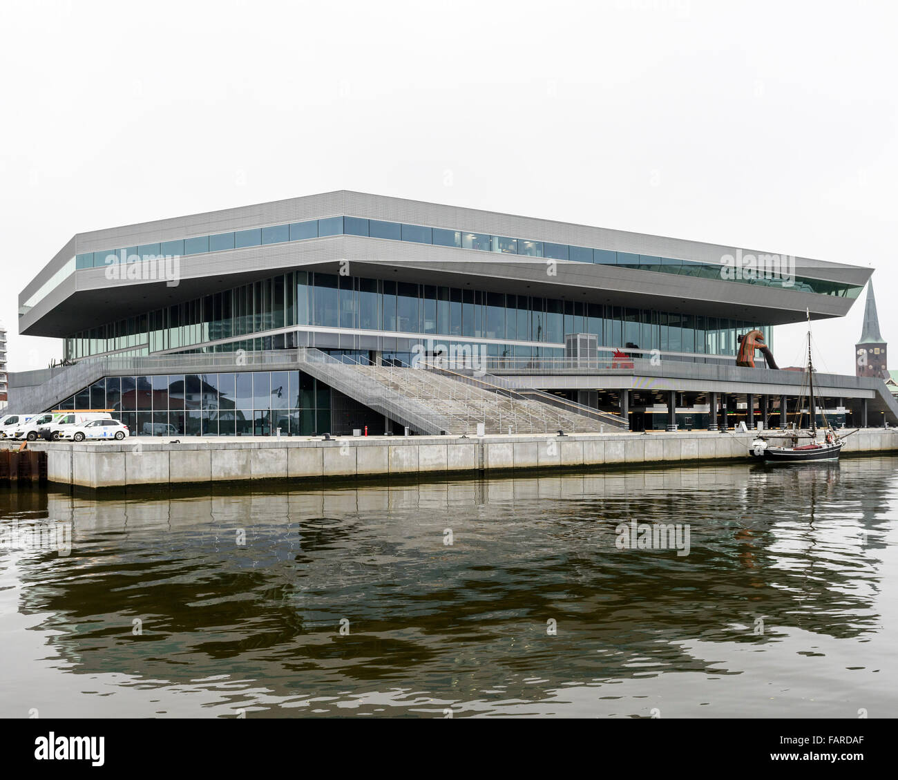 Exterior of library from across the harbour. Dokk1, Aarhus, Denmark ...