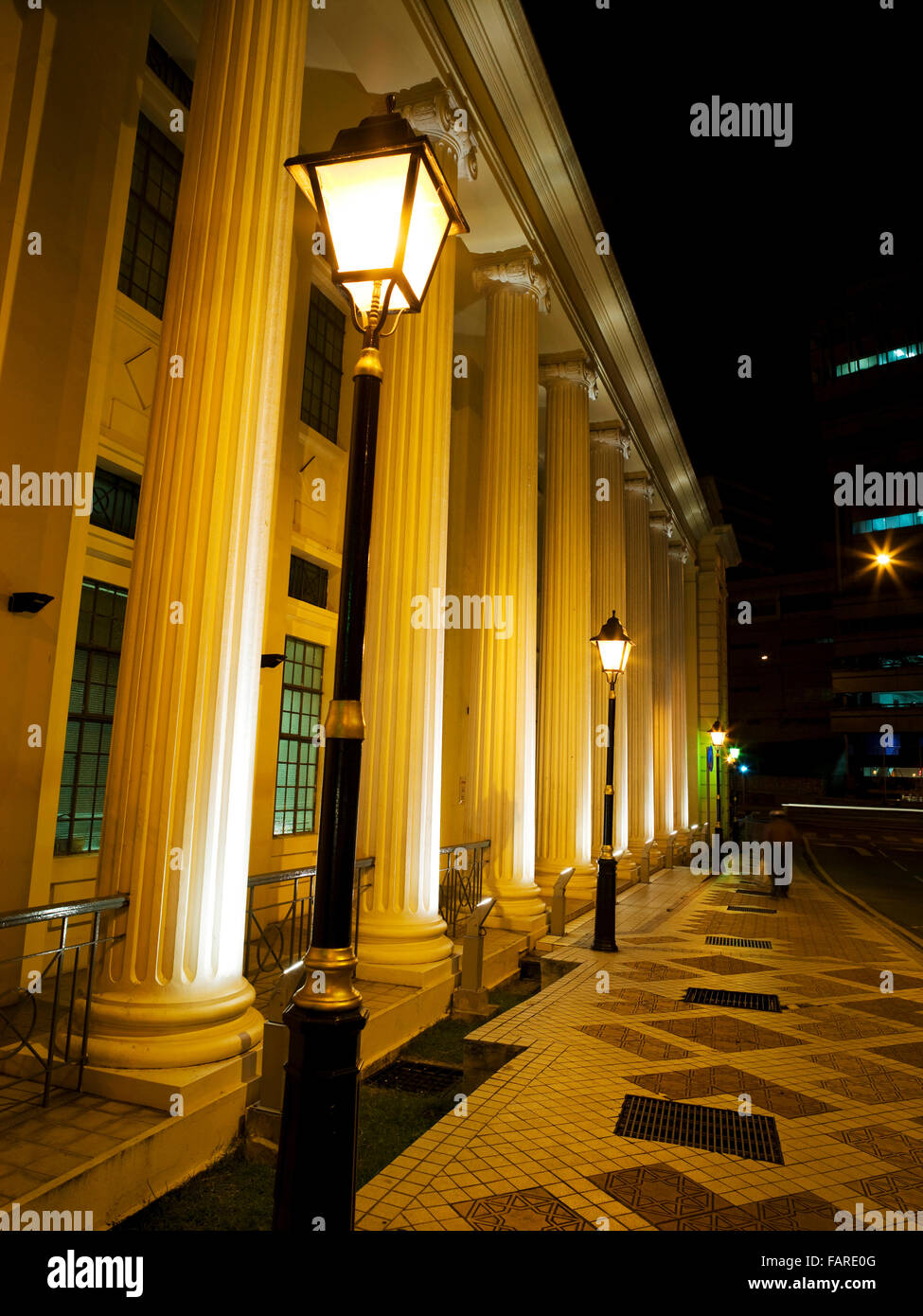 white building exposure of night scene Stock Photo - Alamy