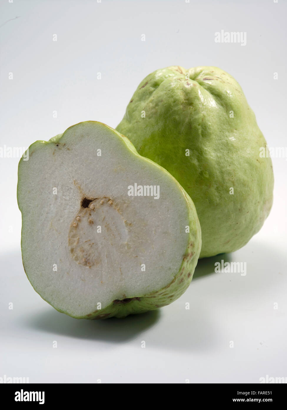Guava, green fresh fruit isolated on plain background Stock Photo - Alamy