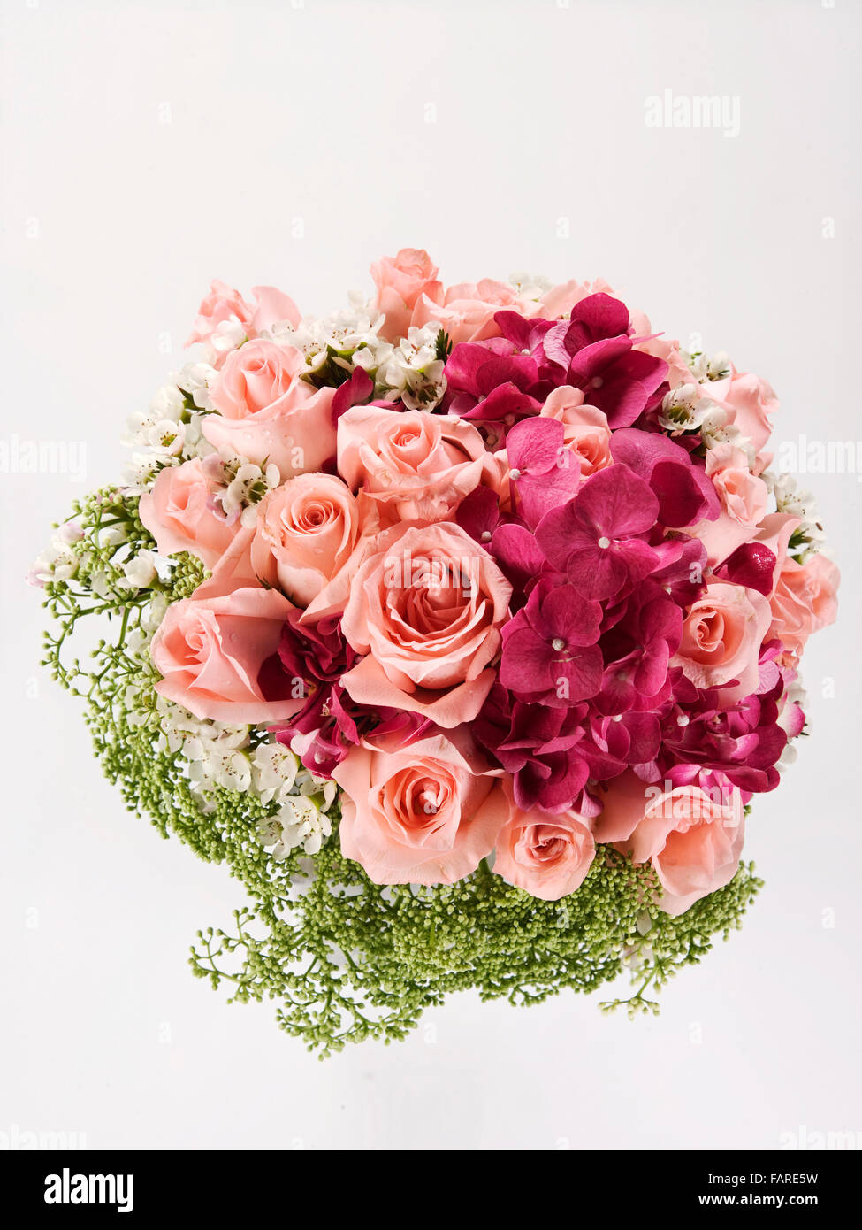 Bouquet of pink roses on plain background Stock Photo - Alamy