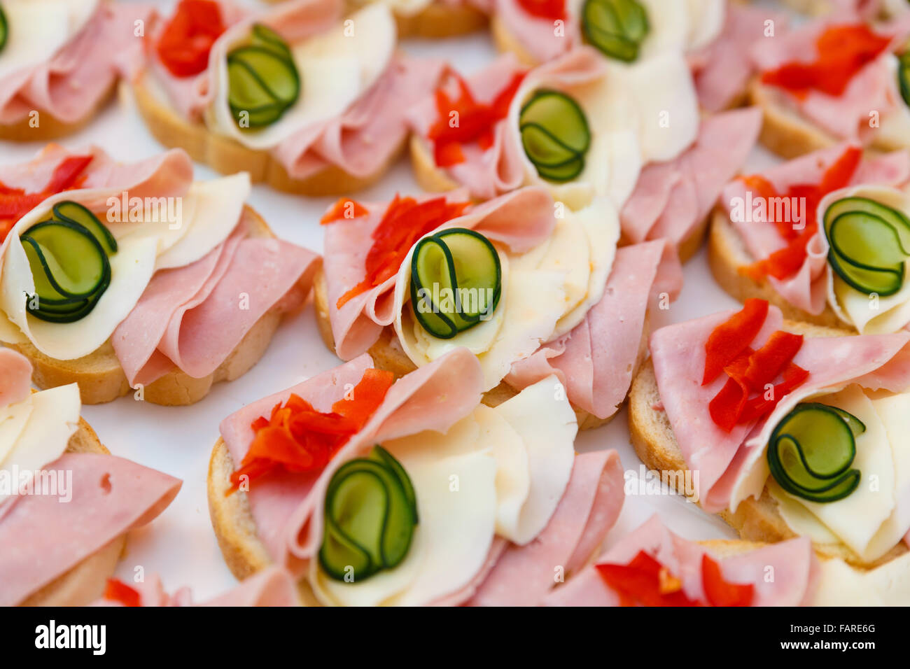 Beautifully decorated, food snacks and appetizers with sandwich, on ...