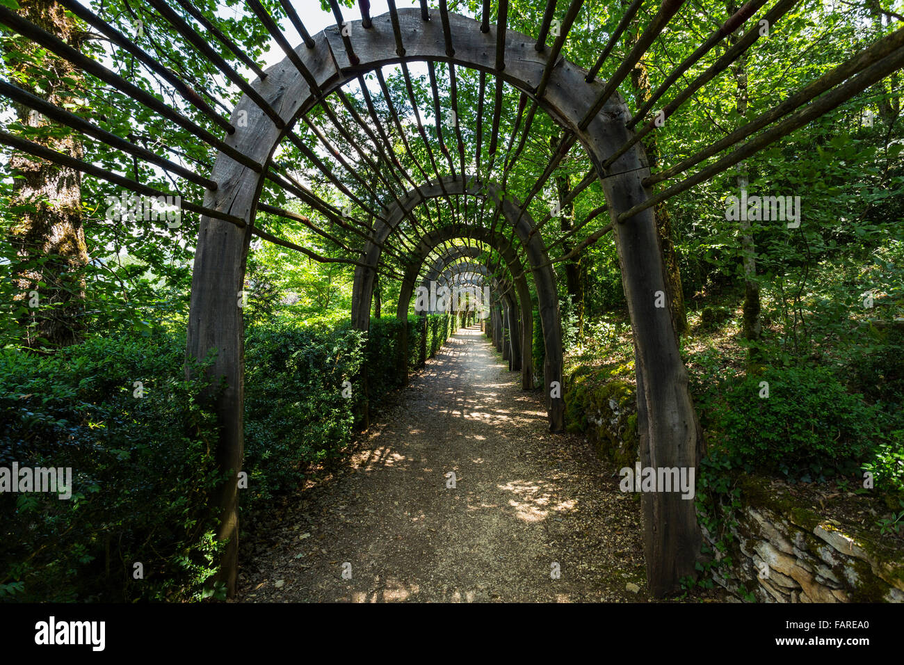 Trellised Walkway, Les Jardins de Marqueyssac, Vézac, Dordogne, France ...