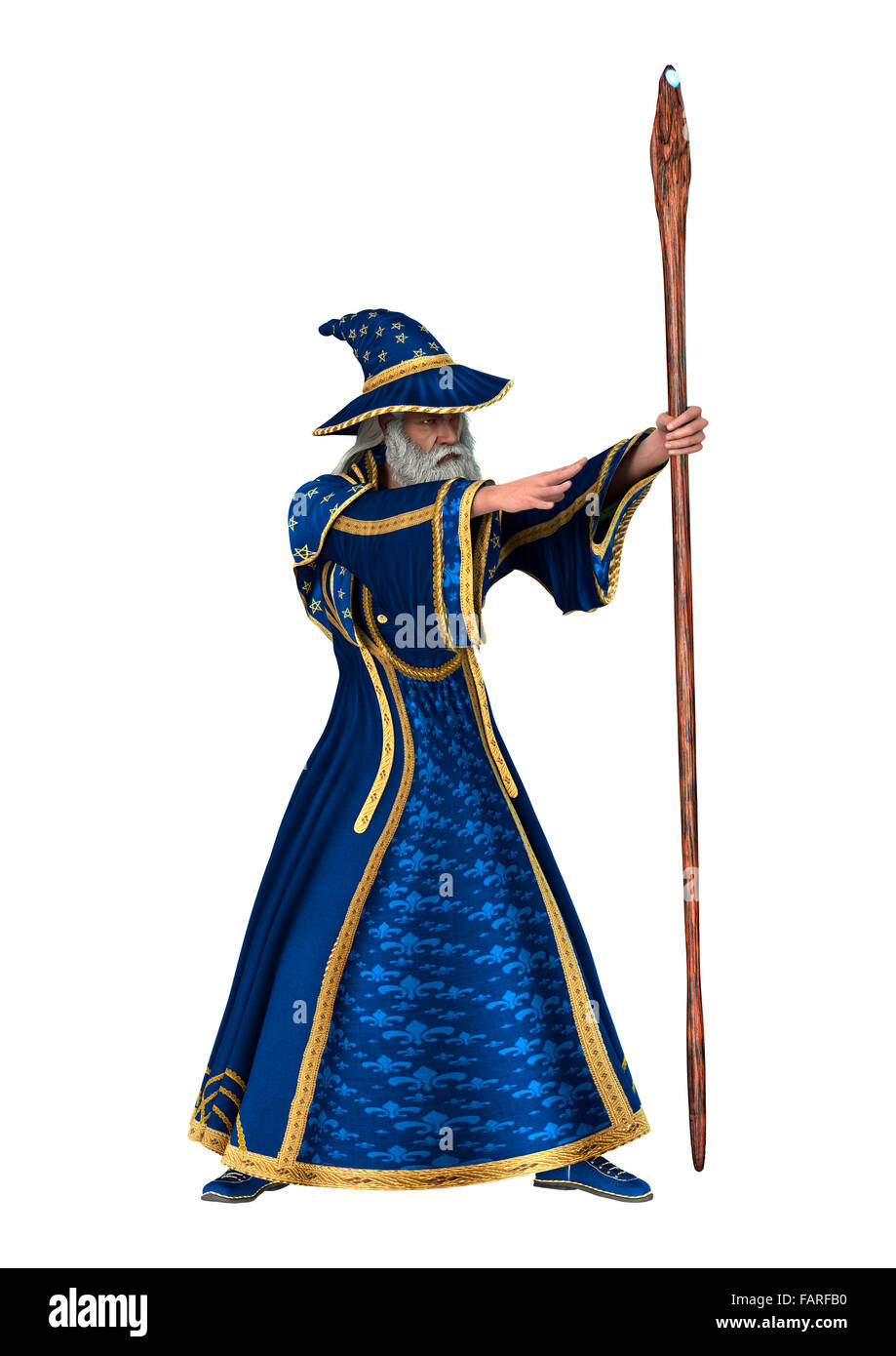 3D digital render of a fantasy wizard isolated on white background ...
