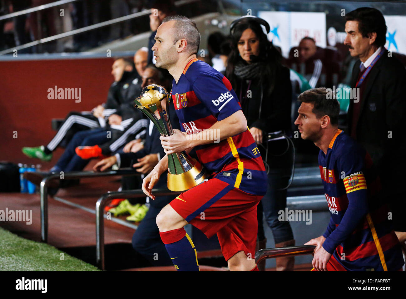 (L-R) Andres Iniesta, Lionel Messi (Barcelona), DECEMBER 30 2015 ...