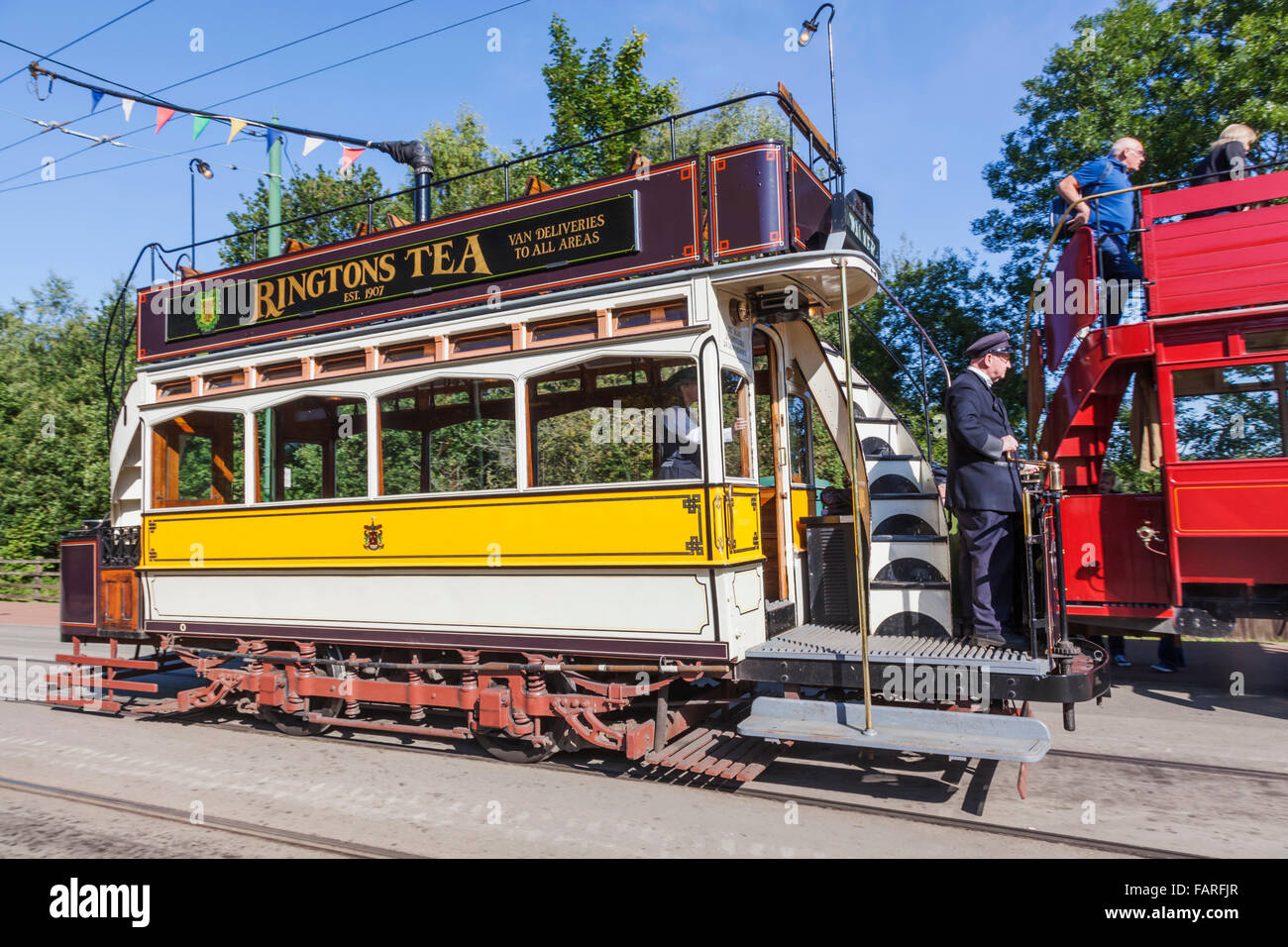 England, County Durham, Beamish Open Air Museum, Historic Tram Stock ...