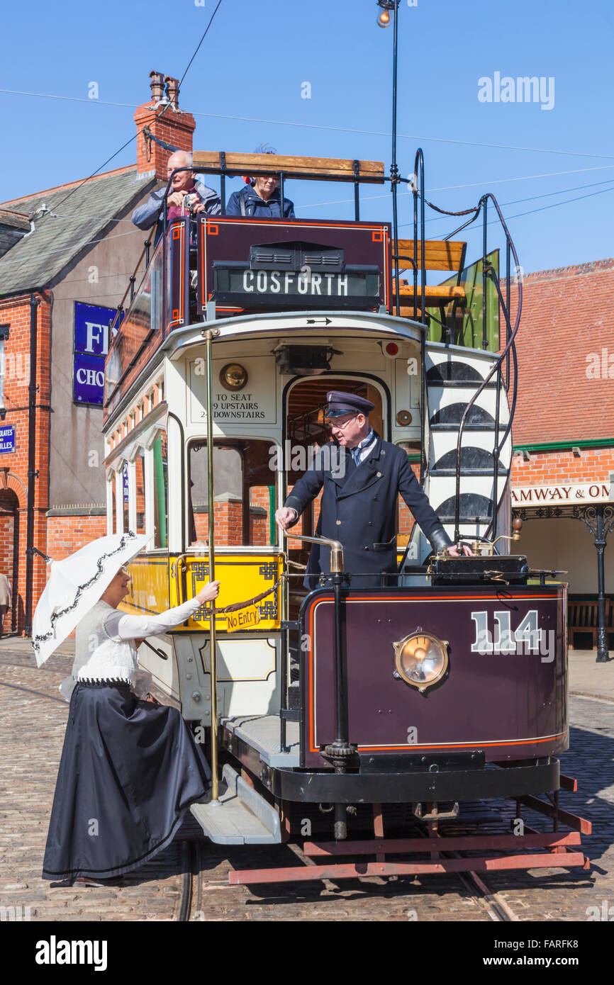 England, County Durham, Beamish Open Air Museum, Historic Tram Stock ...
