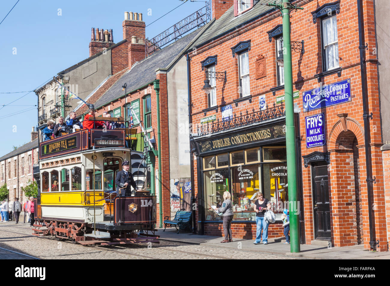 England, County Durham, Beamish Open Air Museum, Historic Tram Stock ...