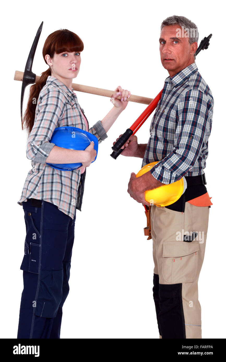 Male and female manual workers Stock Photo - Alamy