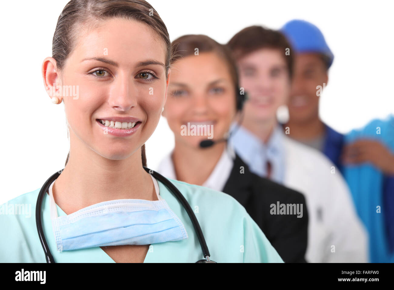 Four people from different work backgrounds Stock Photo - Alamy
