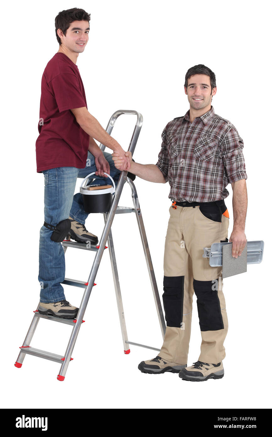 Collage building workers Cut Out Stock Images & Pictures - Alamy