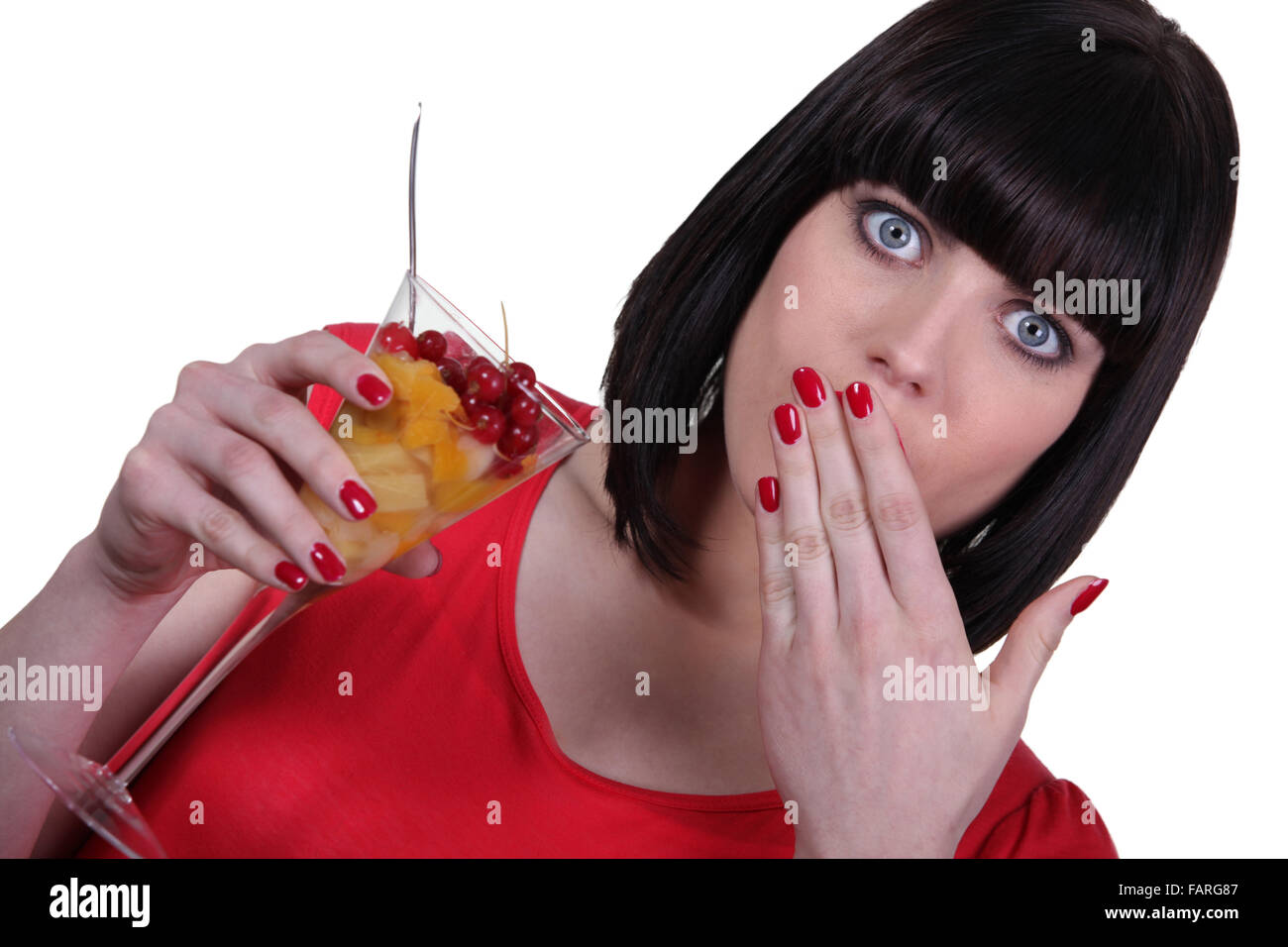 Woman blushing embarrassed hi-res stock photography and images - Alamy