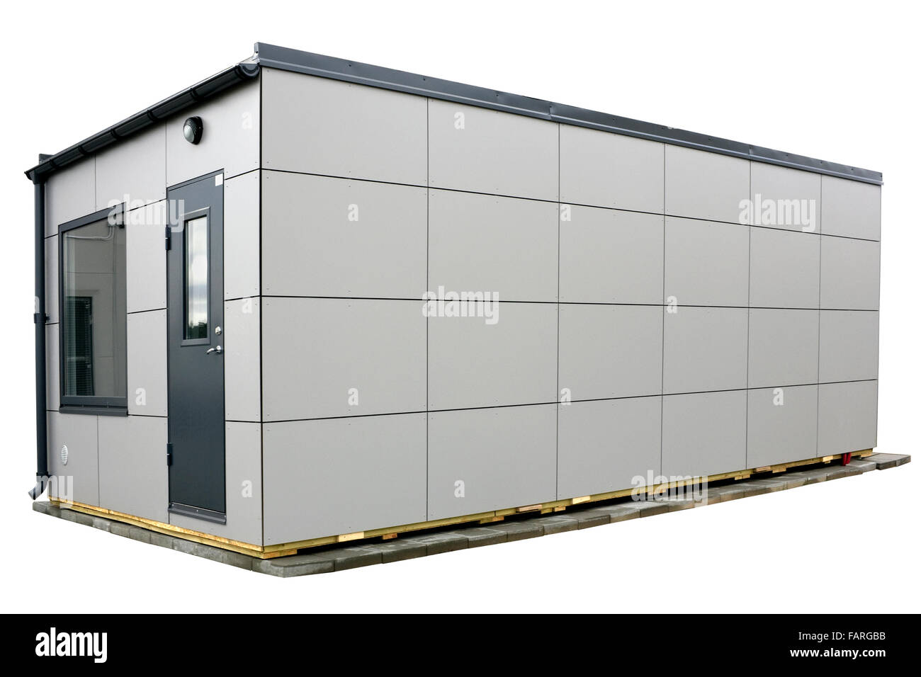 Modern aluminum gray mass production mini booth market box. Isolated ...